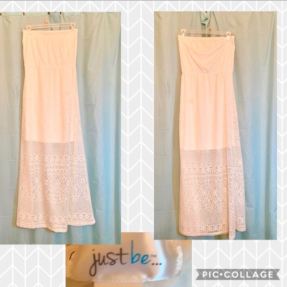 just be | Dresses | Nwt Sexy Lace Cream Strapless Maxi Sexy Tub Dress M ...